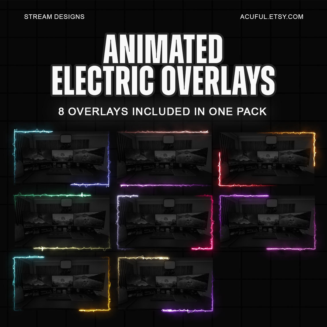 Animated OVERLAY Pack for Twitch Electric Camera Neon Cam Overlays ...