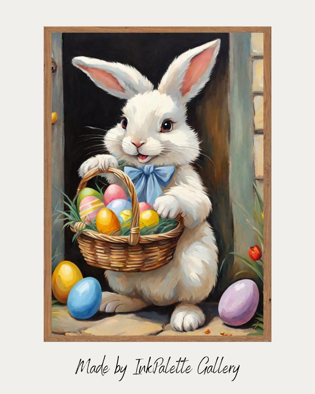 Cute Easter Bunny Printable Adorable Easter Wall Art Spring Decor Print ...