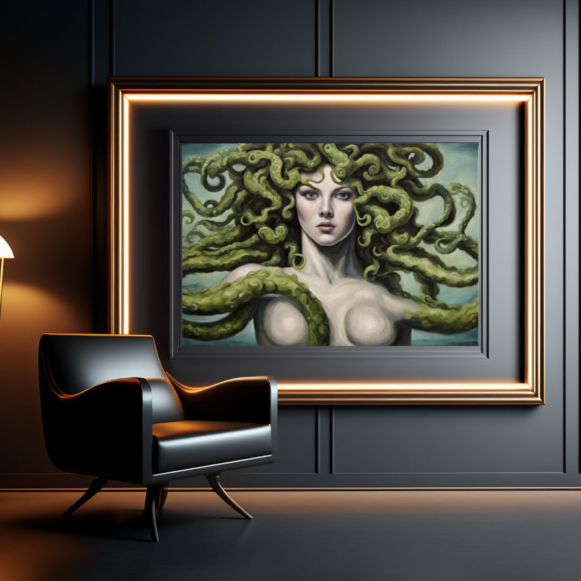 Medusa Art Print Mythical Wall Decor Greek Mythology Illustration Contemporary Mythical Art ...