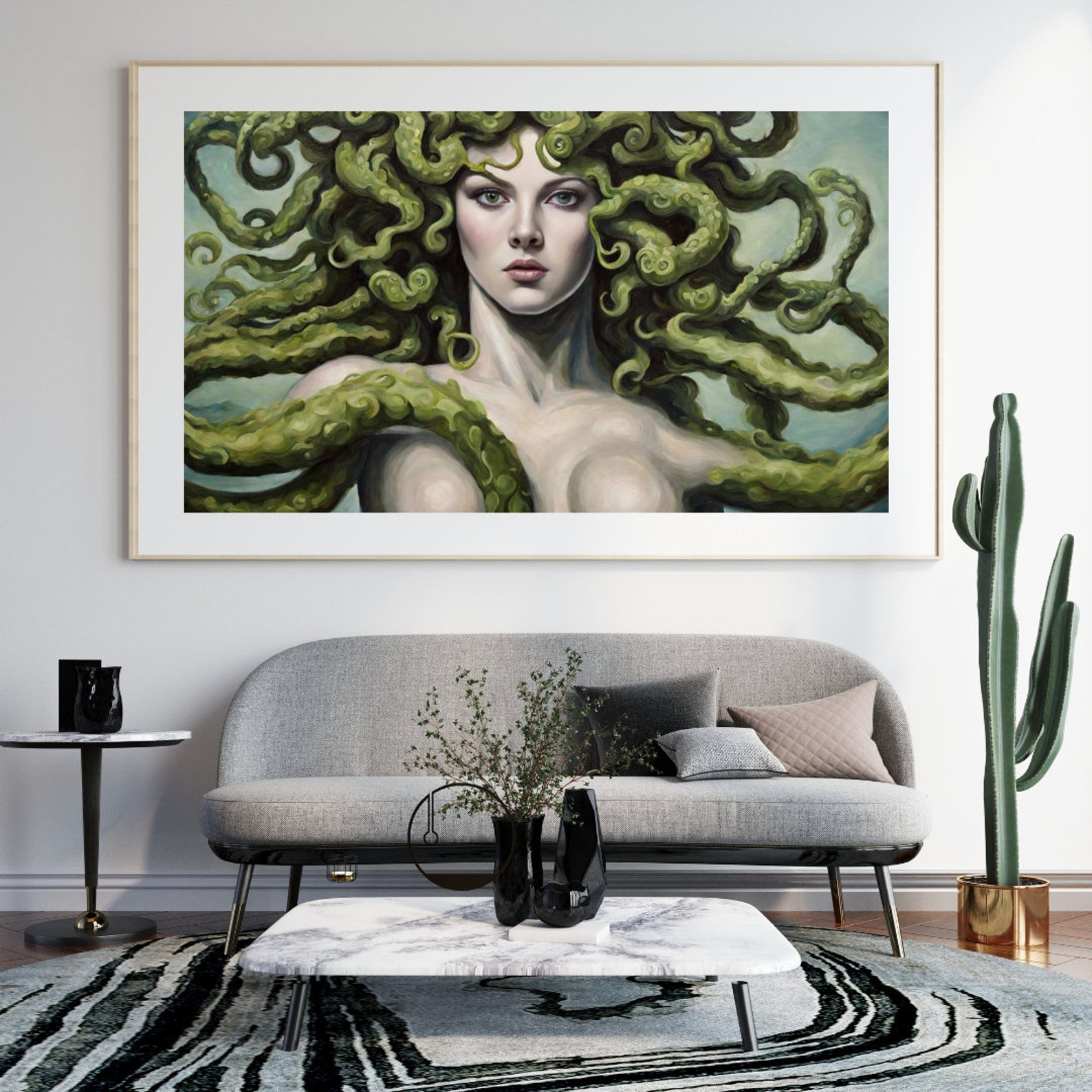 Medusa Art Print Mythical Wall Decor Greek Mythology Illustration Contemporary Mythical Art ...