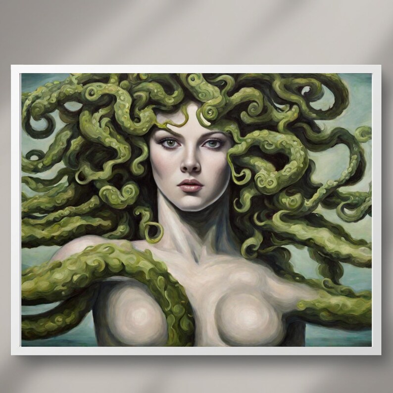 Medusa Art Print Mythical Wall Decor Greek Mythology Illustration Contemporary Mythical Art ...