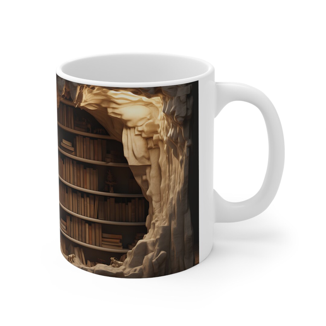 3D Bookshelf Mug, Library Shelf Mug, Library Bookshelf Mug, Book Lovers ...