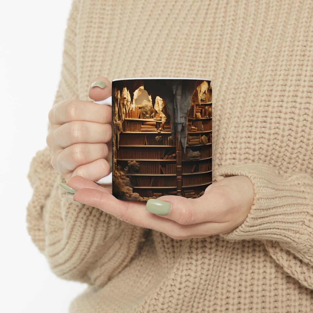 3D Bookshelf Mug, Library Shelf Mug, Library Bookshelf Mug, Book Lovers ...