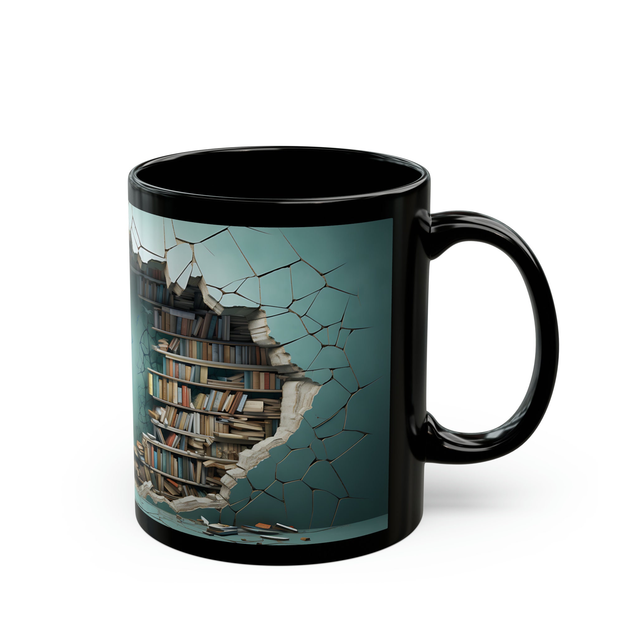 3D Bookshelf Mug, Library Shelf Mug, Library Bookshelf Mug, Book Lovers ...