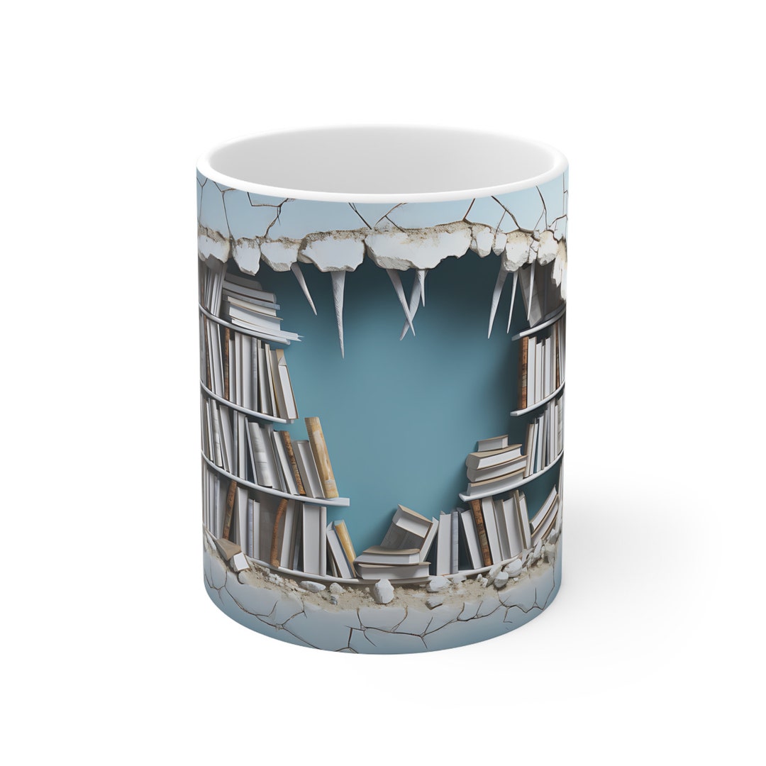 3D Bookshelf Mug, Library Shelf Mug, Library Bookshelf Mug, Book Lovers ...
