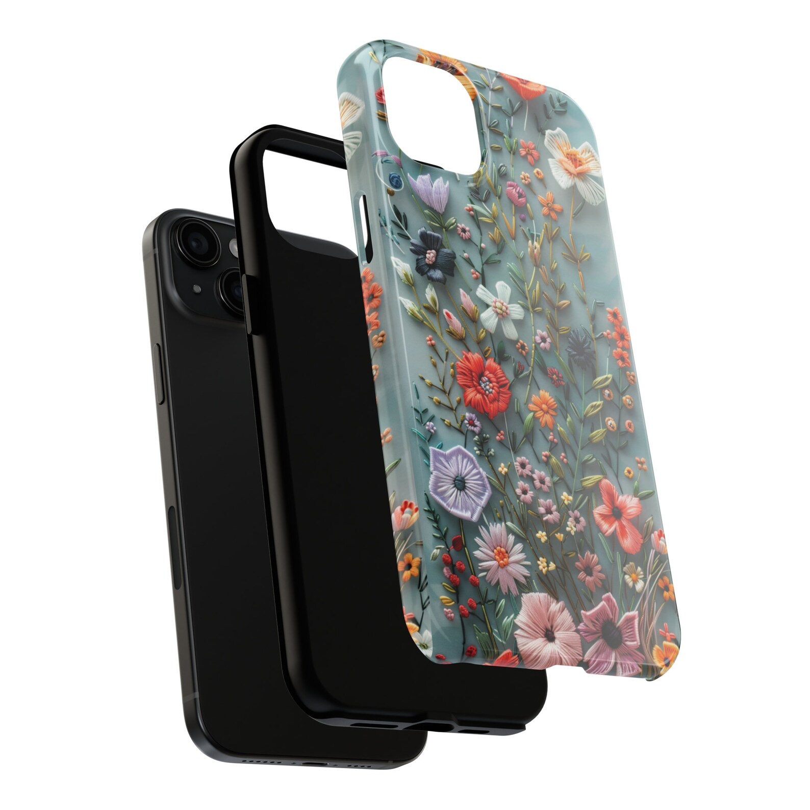 Embroidery Look iPhone Case 3D Floral Aesthetic iPhone 11 12 13 14 15 ...