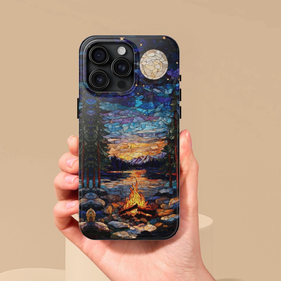 IPhone Case Stained Glass Look Camp Fire Aesthetic iPhone 11 12 13 14 ...