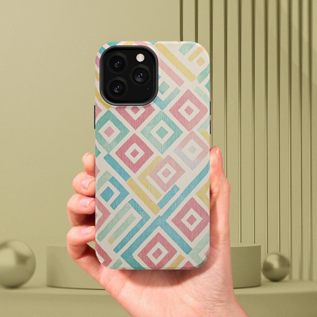 Retro Magsafe iPhone Case Aztec Pattern Pastel iPhone 11 12 13 14 15 16 ...