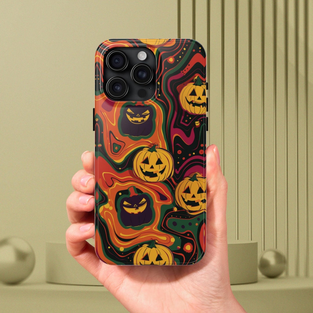 Trippy Pumpkin iPhone Case: Psychedelic Halloween Cellphone Cover - Etsy