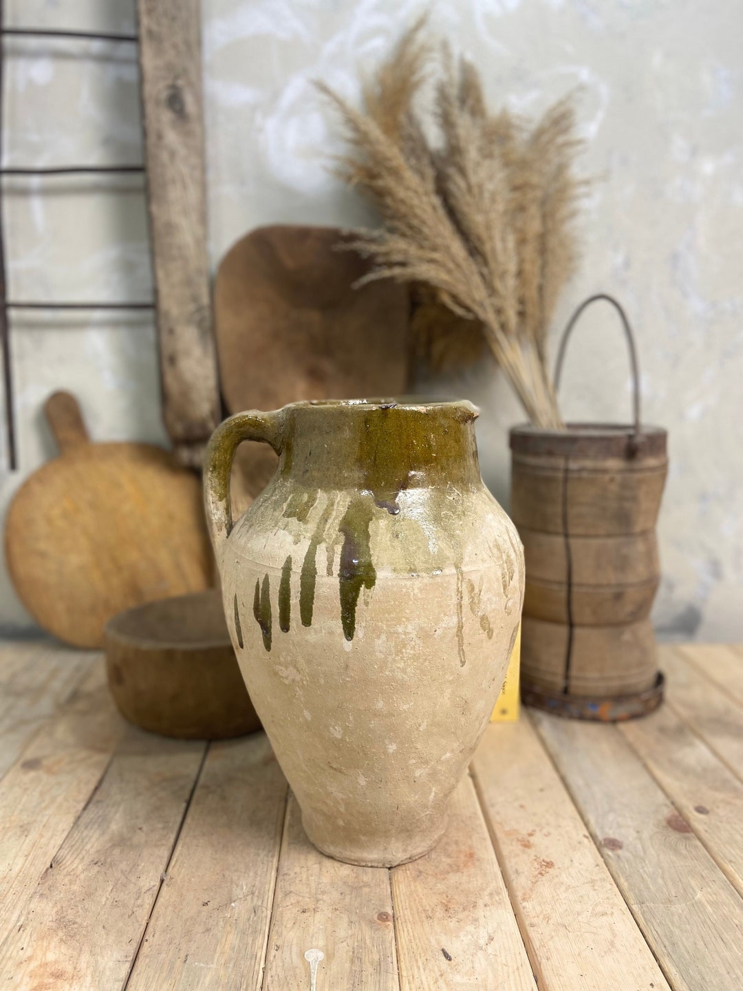 Large Antique Pot 1960s Vintage Vase Turkish Clay Vase Handcrafted ...