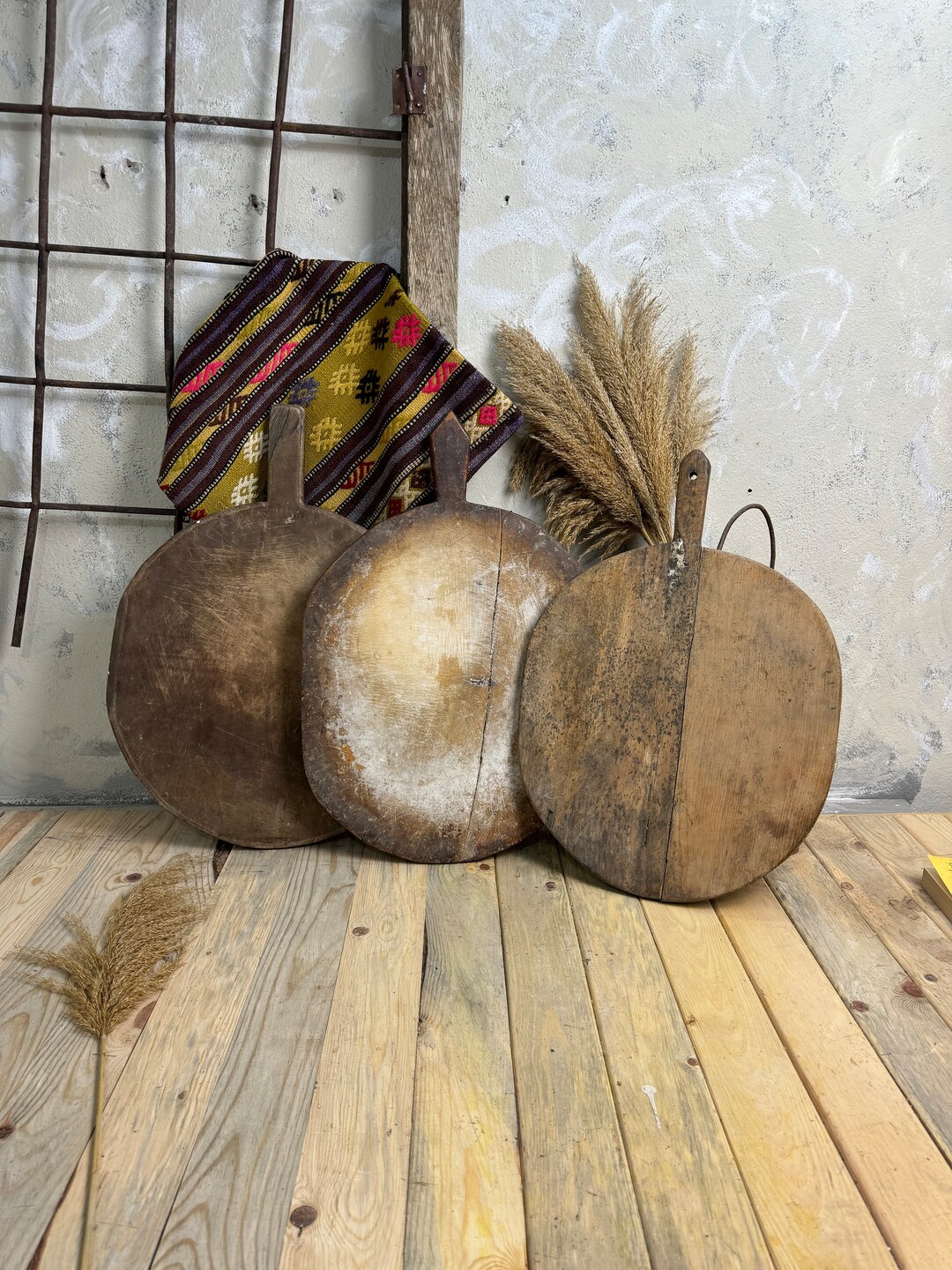 Antique Bread Board Set & Vintage Cutting Board Charcuterie Serving ...