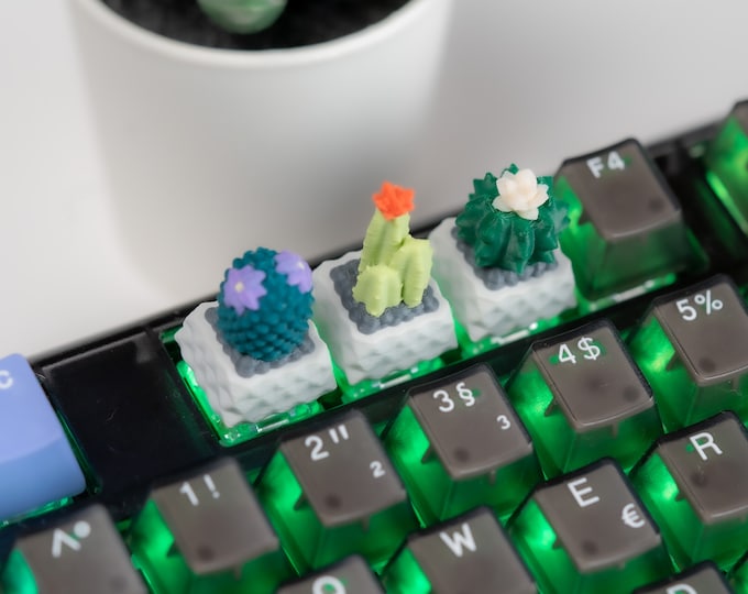 7PCS Plant Resin Keycaps Set With Natural Fern and Flowers for ...