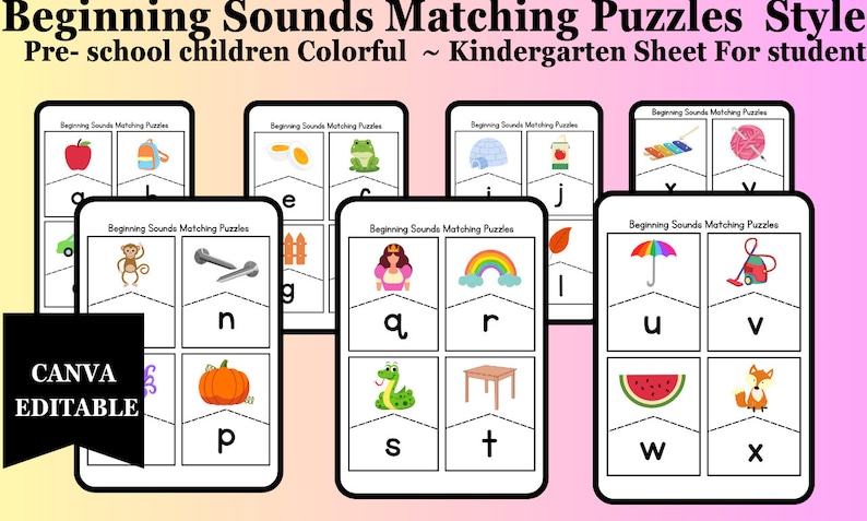 Beginning Sounds Matching Puzzles Style - Etsy