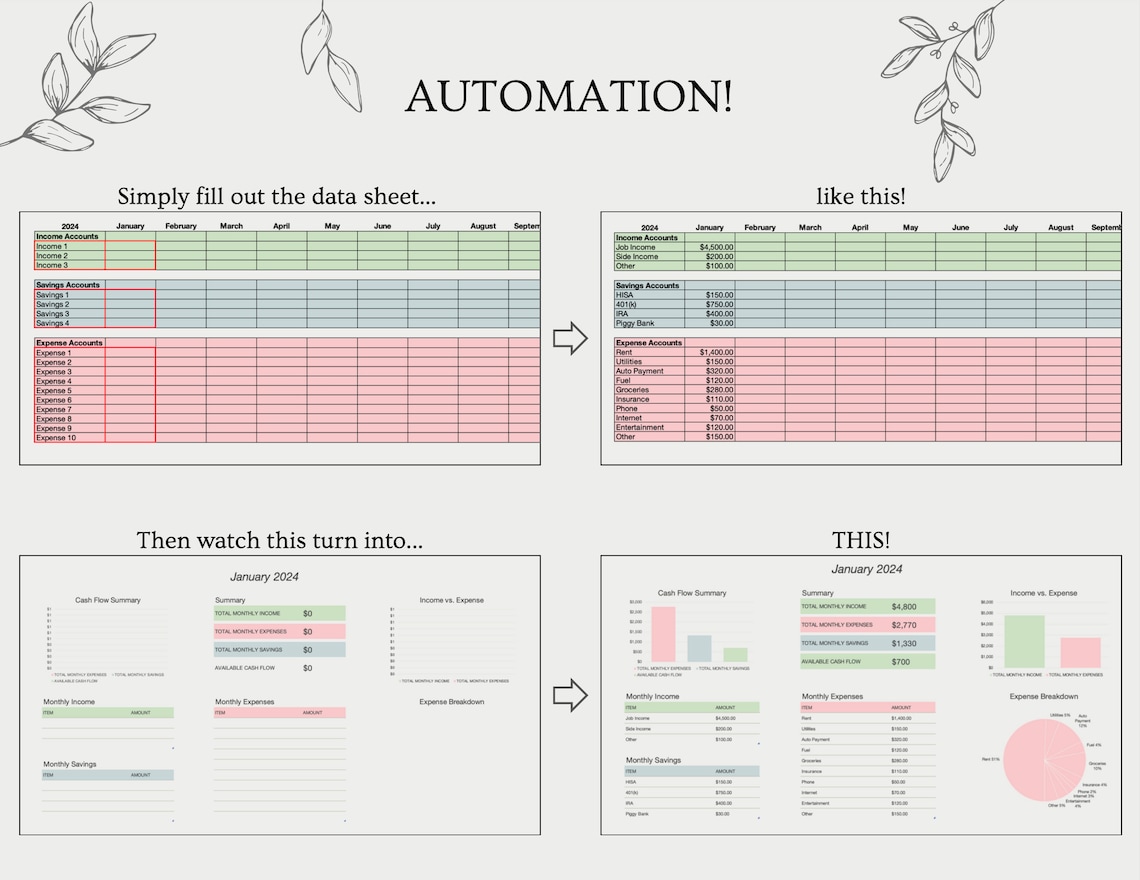 Excel Monthly Personal Finance Tracker Planner Clean Simple Easy - Etsy