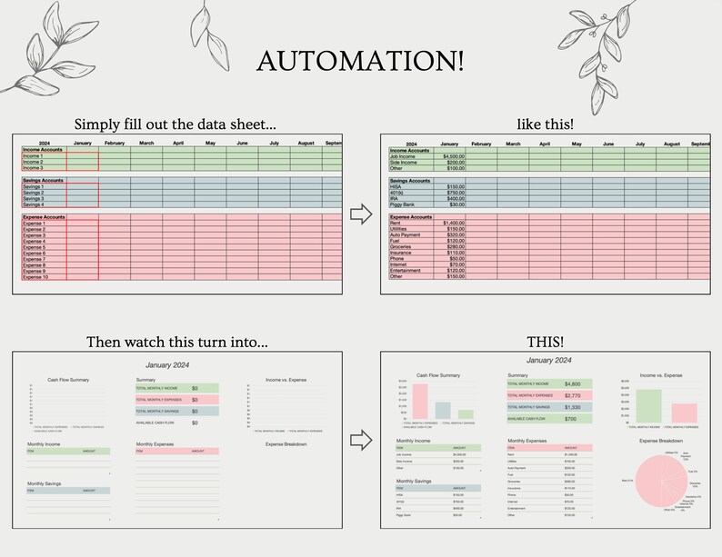 Excel Monthly Personal Finance Tracker Planner Clean Simple Easy - Etsy