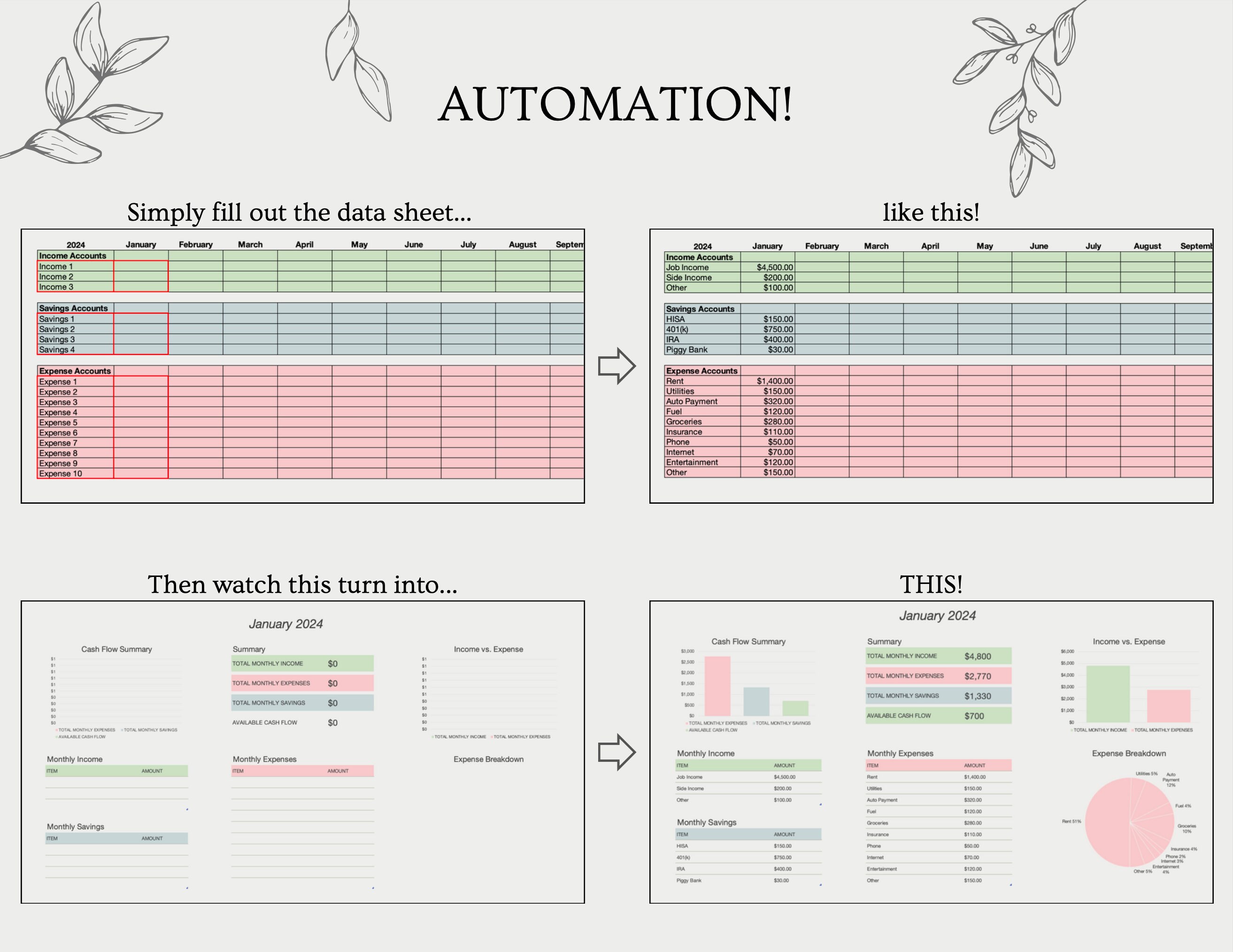 Excel Monthly Personal Finance Tracker Planner Clean Simple Easy - Etsy