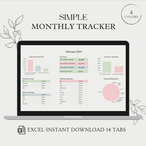 Excel Monthly Personal Finance Tracker Planner Clean Simple Easy - Etsy