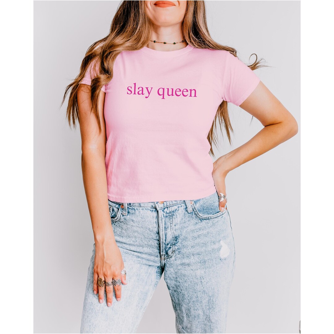 Slay Queen Baby Tee Born to Slay Forced to Work Funny Meme Baby Tee Gen ...