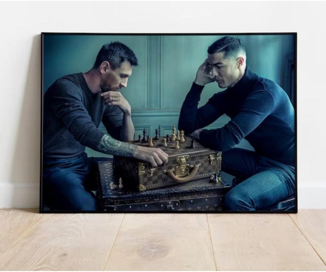 Cristiano Ronaldo Lionel Messi Chess Print Art /lionel Messi Cristiano ...