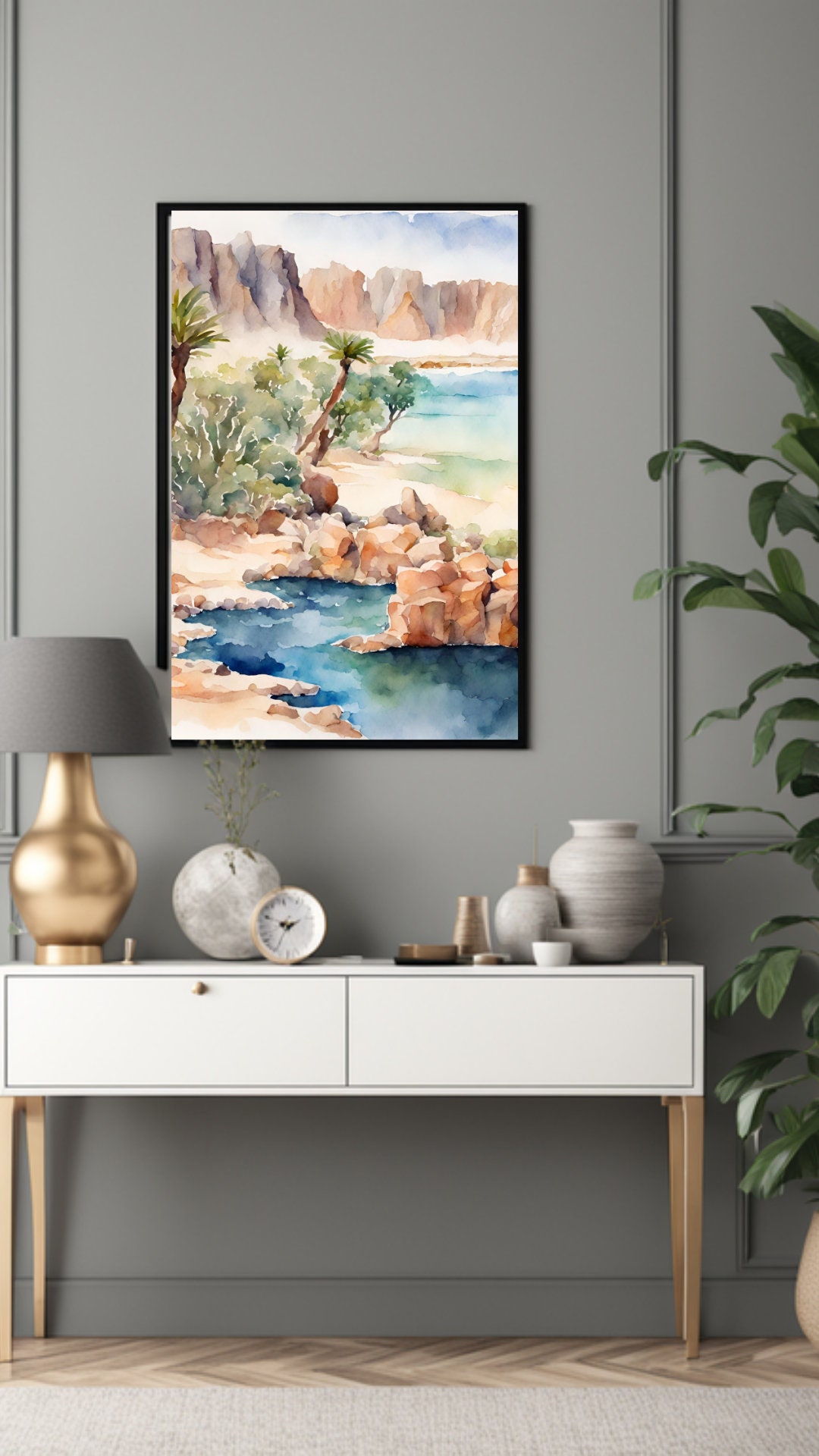 Watercolor Landscape Socotra Archipelago Yemen Watercolor Wall Art Home ...