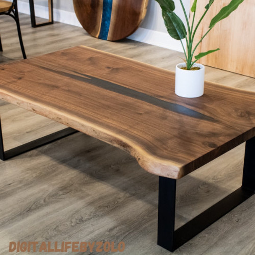 Walnut Coffee Table Live Edge Exotic Hardwood Coffee Table Modern Coffee Table Handmade Table ...
