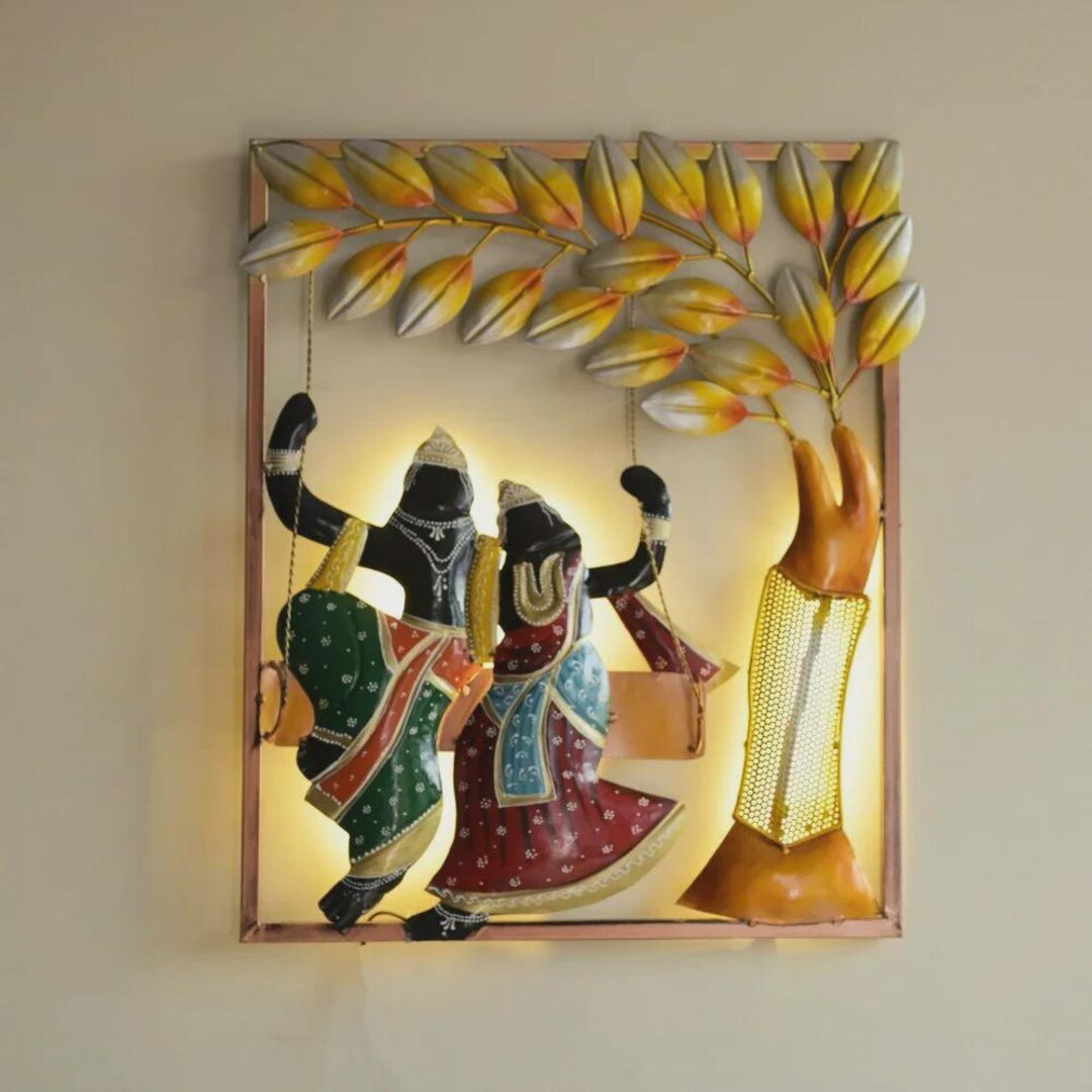 Metal Radha Krishna Jhula Frame | Decorative Swing Showpiece for Home ...