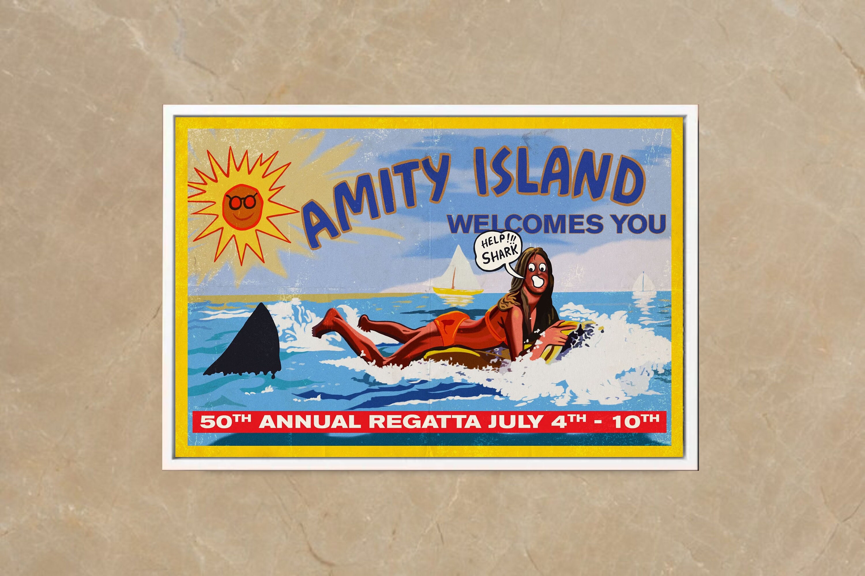 Jaws Inspired Amity Island help Shark Billboard Prop,jaws Canvas Poster ...