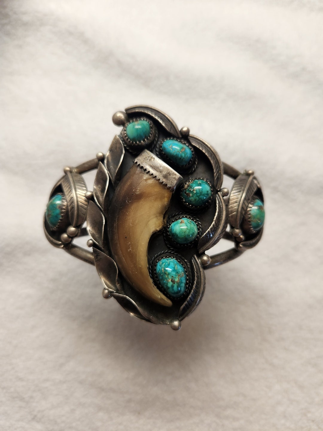 Vintage Genuine Old Pawn Turquoise Bear Claw Cuff Bracelet - Etsy