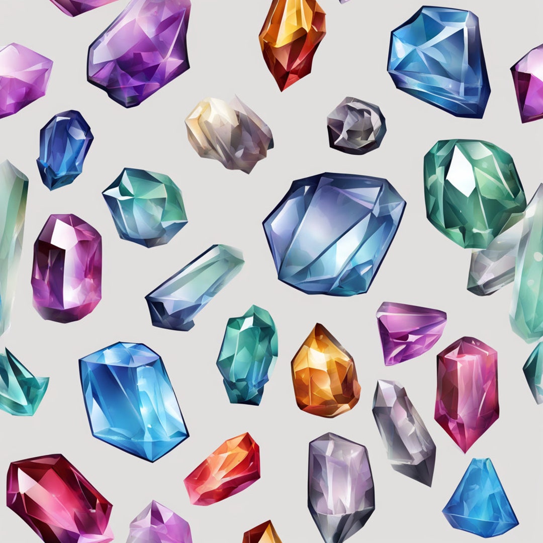 Enchanting Gems Clip Art Set Colorful Crystal Illustrations for Digital ...