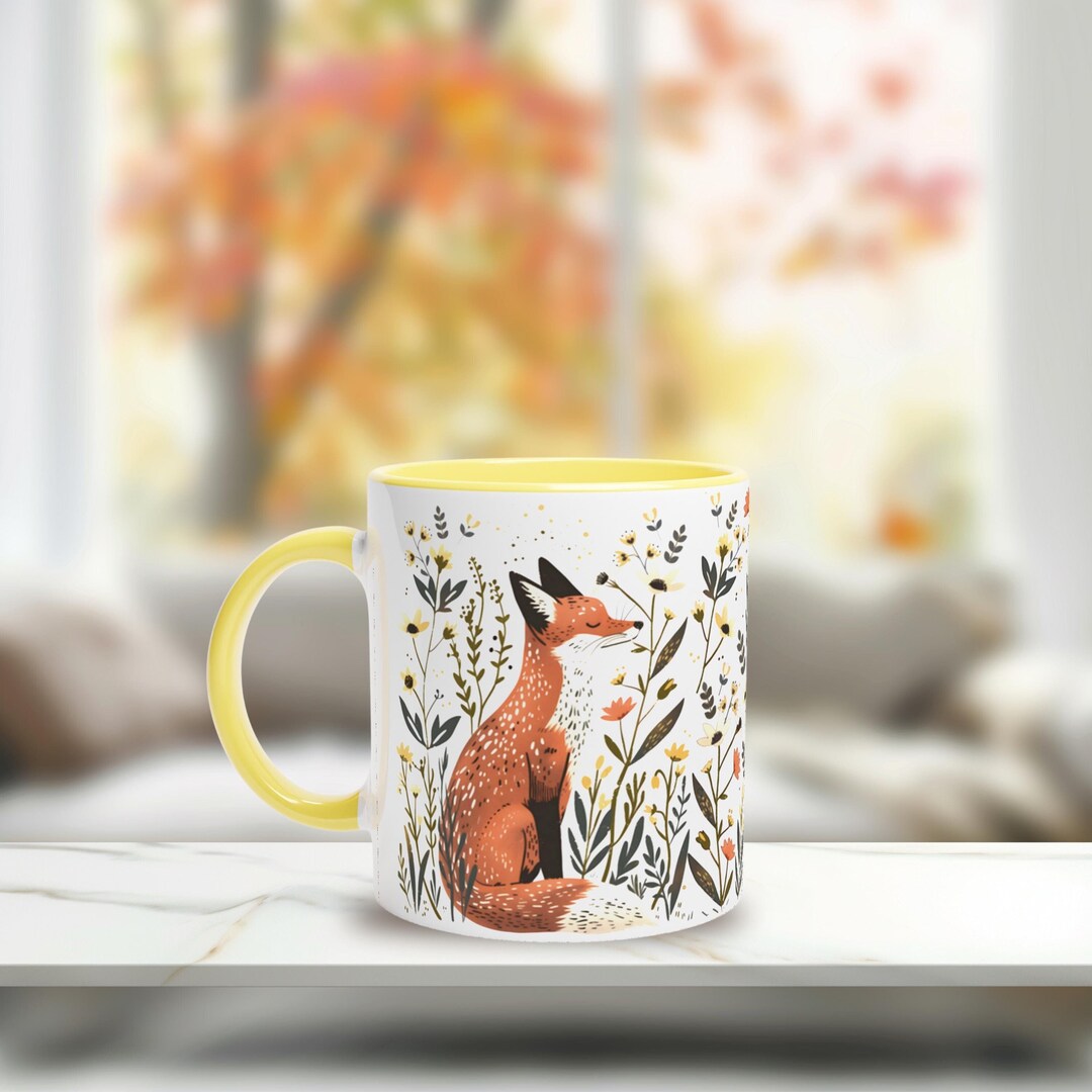 Aesthetic Cute Fox Ceramic Mug, Autumn Fox Coffe Mug- 11 Oz - Etsy