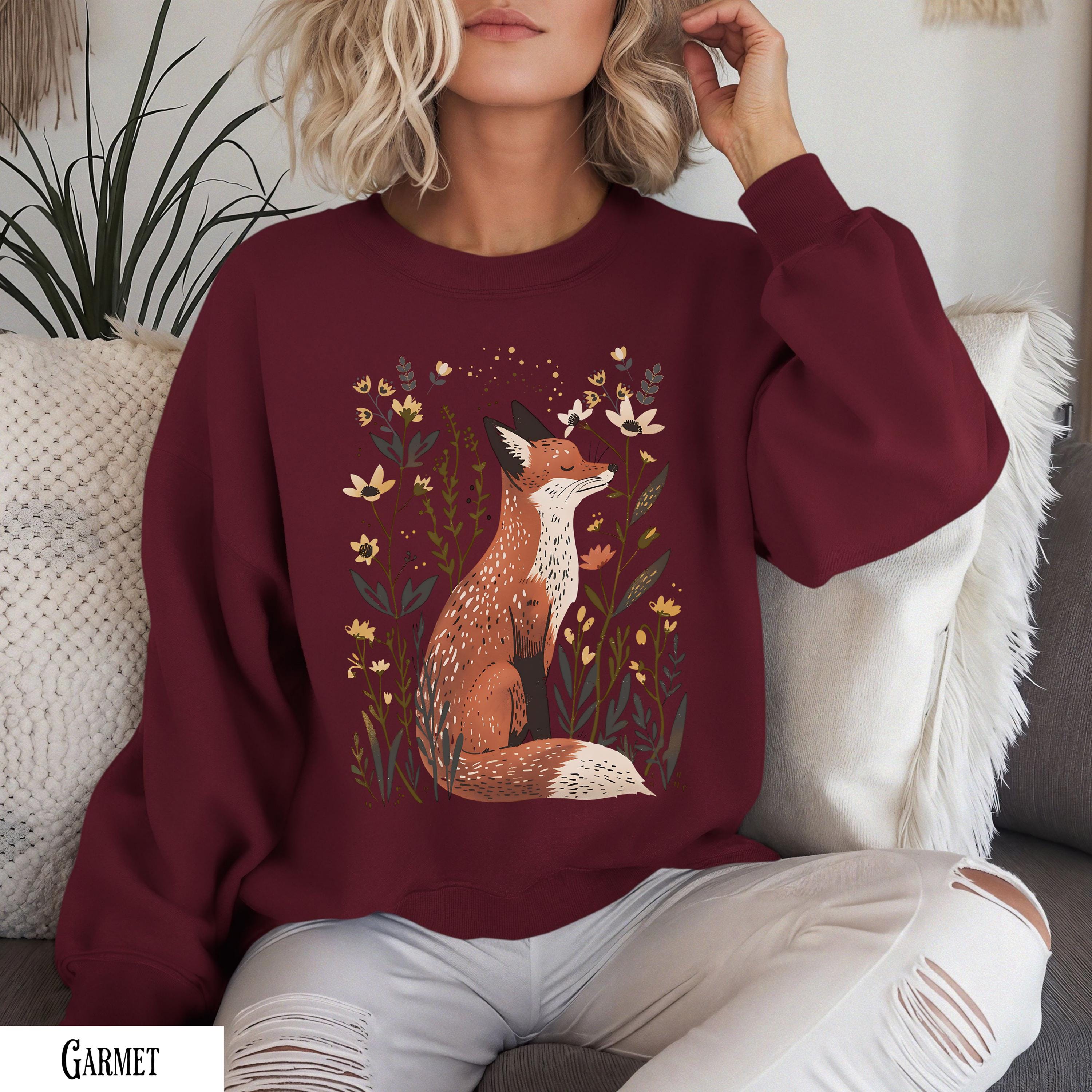 Fox Cottage Core Sweater, Cute Fall Autumn Fox Sweatshirt - Etsy