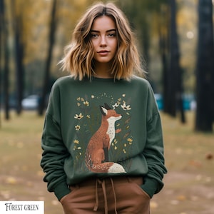 Fox Cottage Core Sweater, Cute Fall Autumn Fox Sweatshirt - Etsy