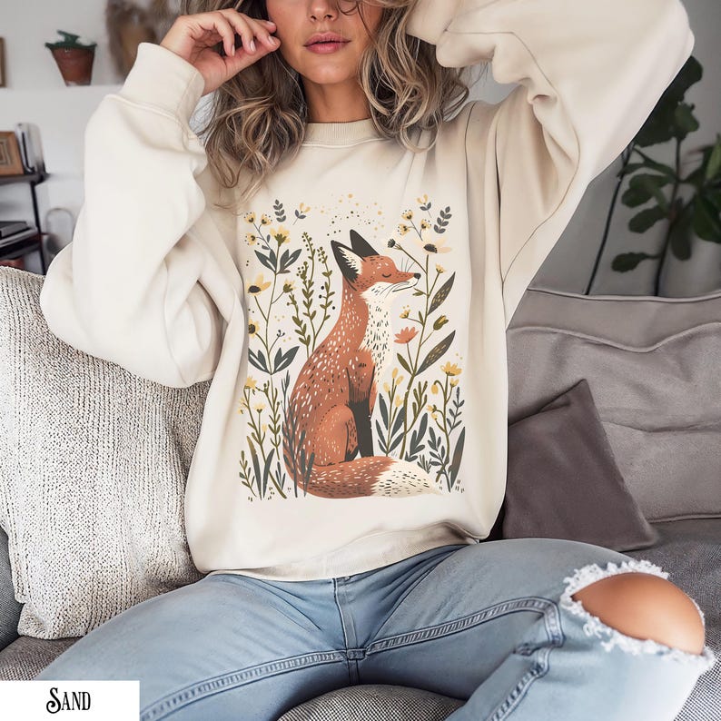 Fox Cottage Core Sweater, Cute Fall Autumn Fox Sweatshirt - Etsy