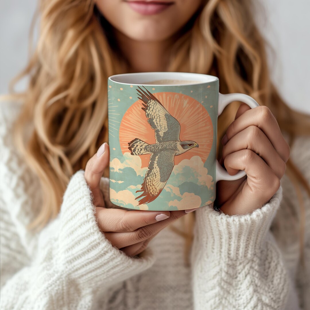 Vintage Peregrine Falcon Mug, Retro Ceramic Hawk Mug Artistic - Etsy