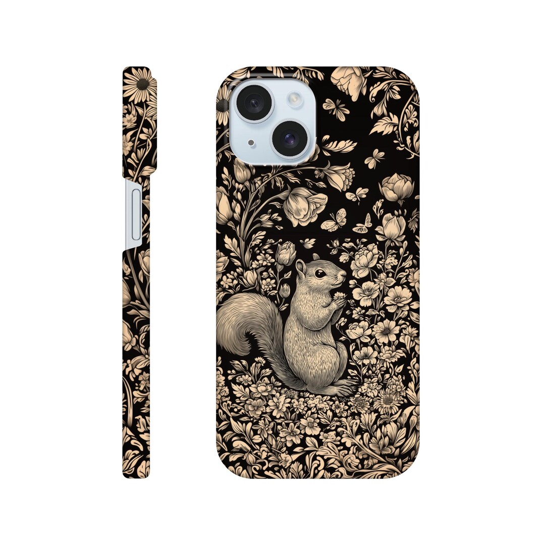 Elegant Artistic Botanical Squirrel Phone Case for iPhone 16 15 14 13 ...
