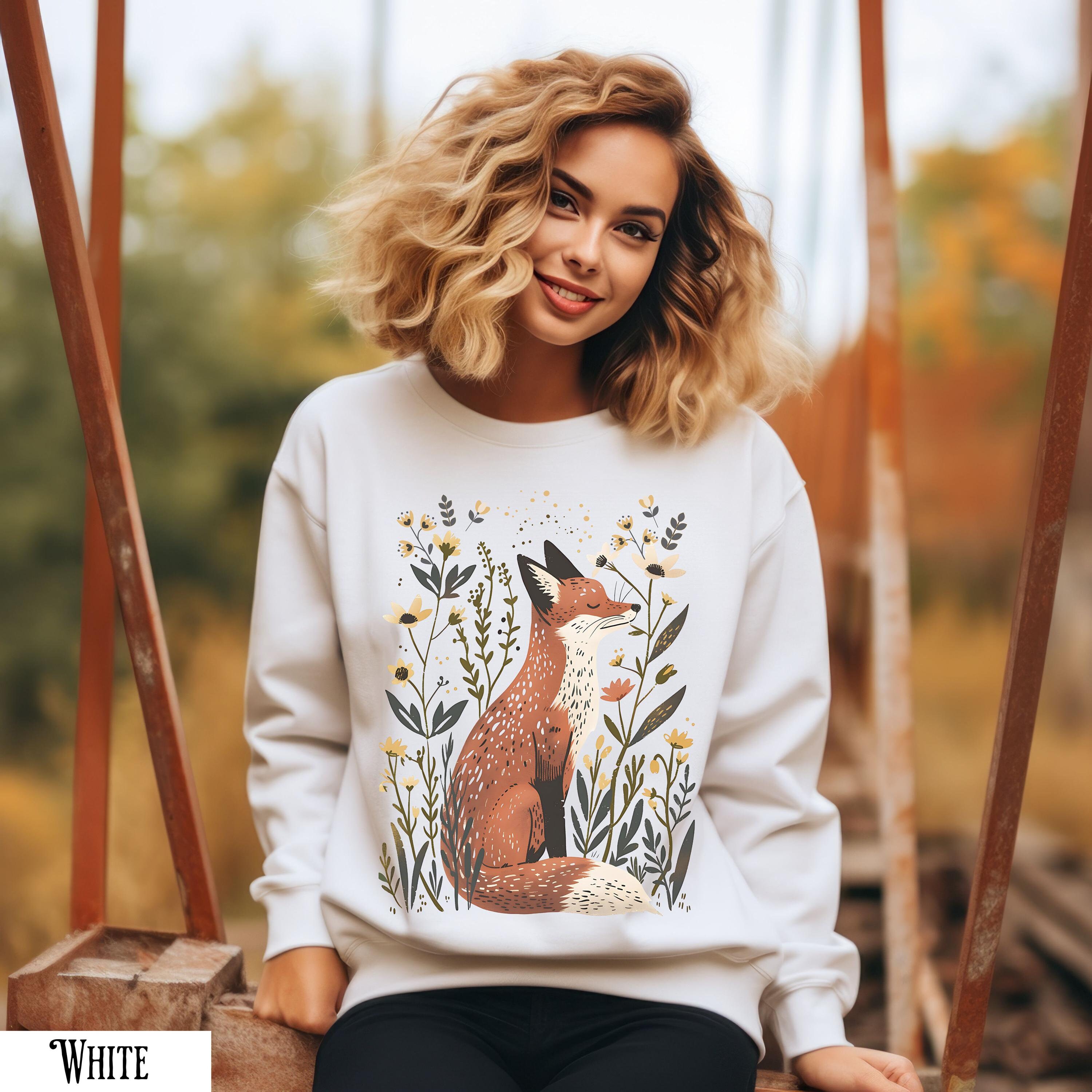 Fox Cottage Core Sweater, Cute Fall Autumn Fox Sweatshirt - Etsy