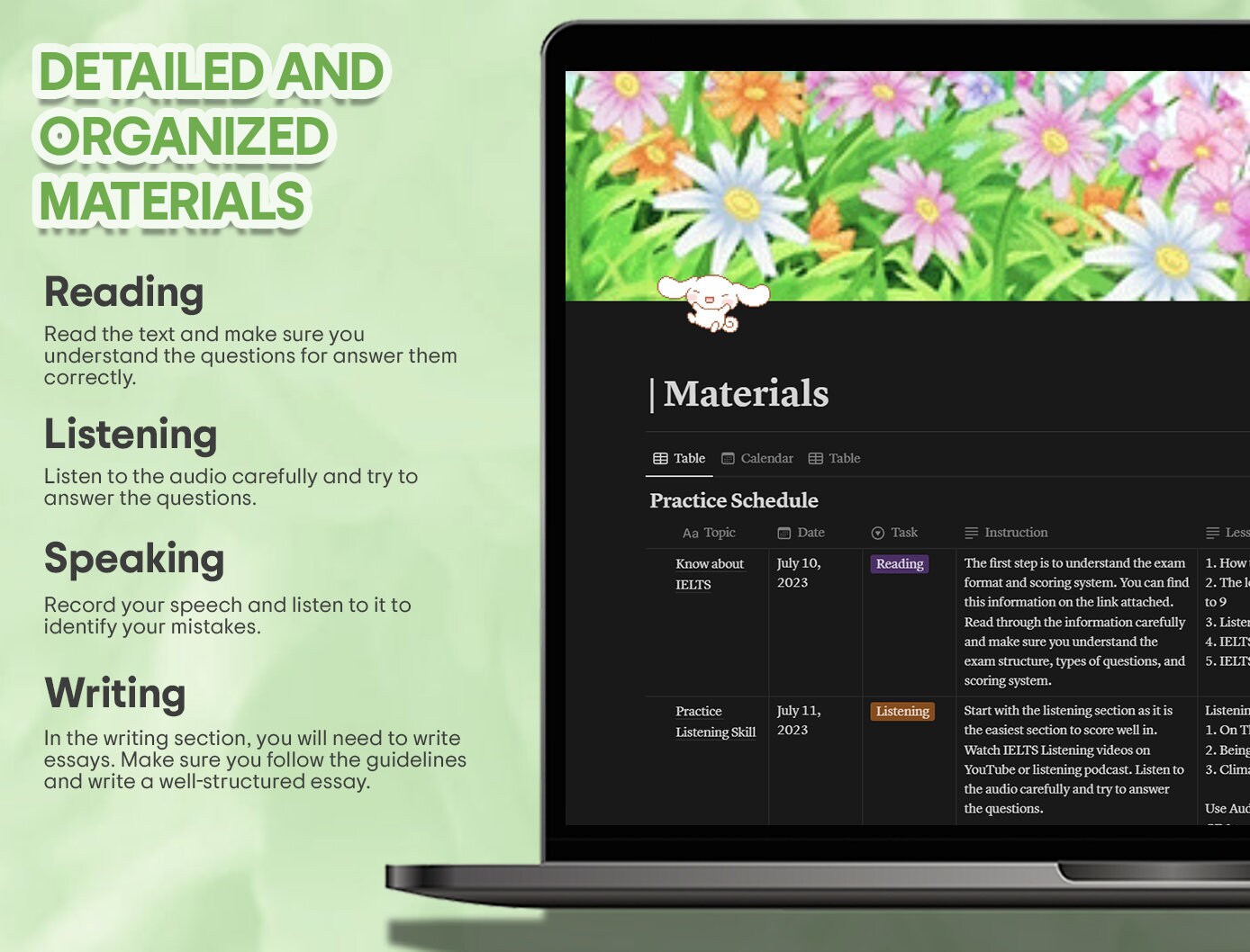 IELTS Study Planner Template Notion Dashboard - Etsy