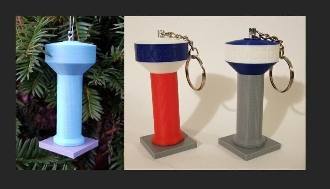 Water Tower Keychain or Christmas Ornament - Fluted Column - Etsy