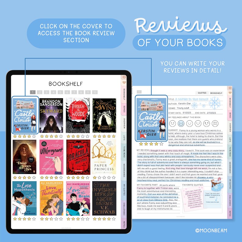 Digital Reading Journal Digital Book Tracker for Goodnotes Digital ...