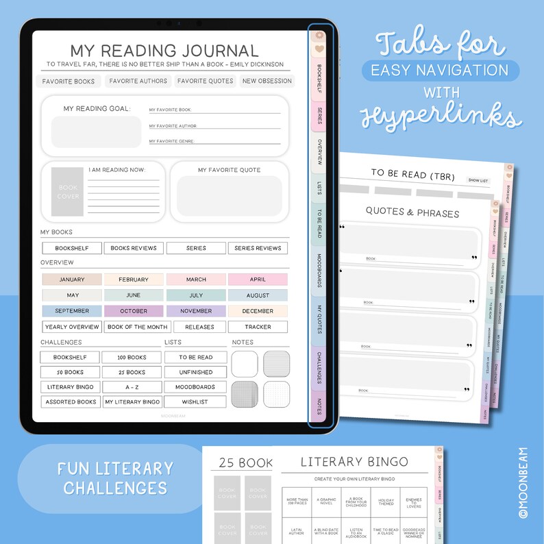 Digital Reading Journal Digital Book Tracker for Goodnotes Digital ...
