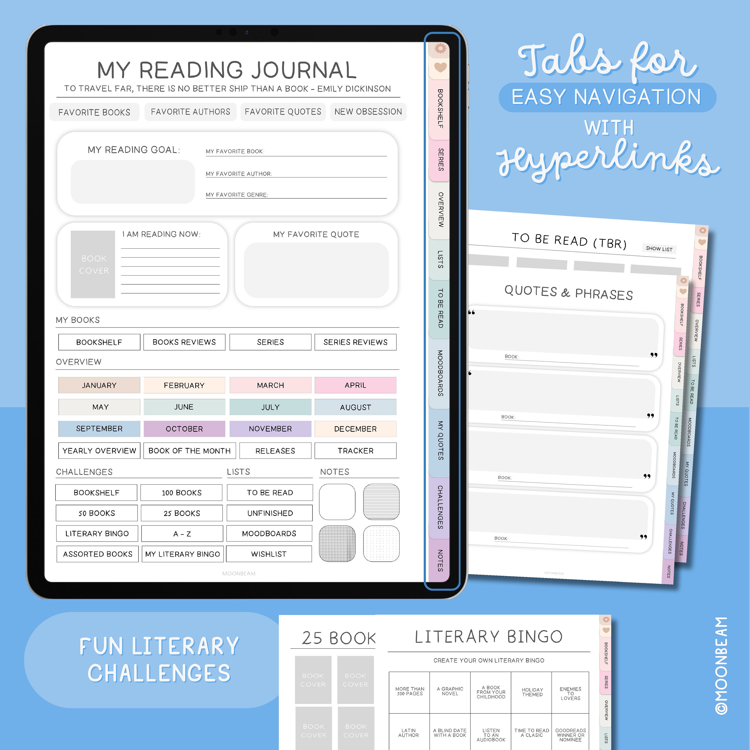 Digital Reading Journal Digital Book Tracker for Goodnotes Digital ...
