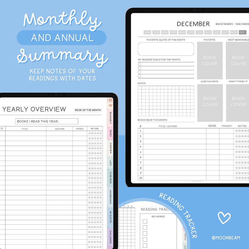 Digital Reading Journal Digital Book Tracker for Goodnotes Digital ...