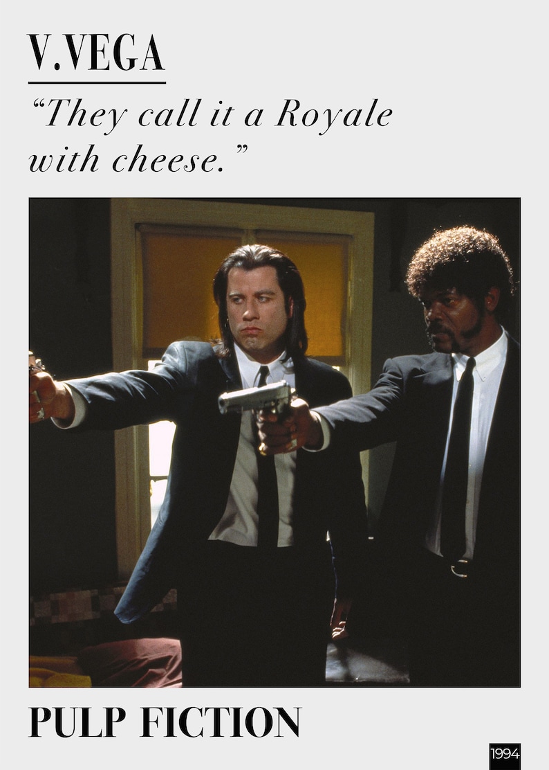 Pulp Fiction Art Digital Poster for All Occasions Wall Decor Minimal ...