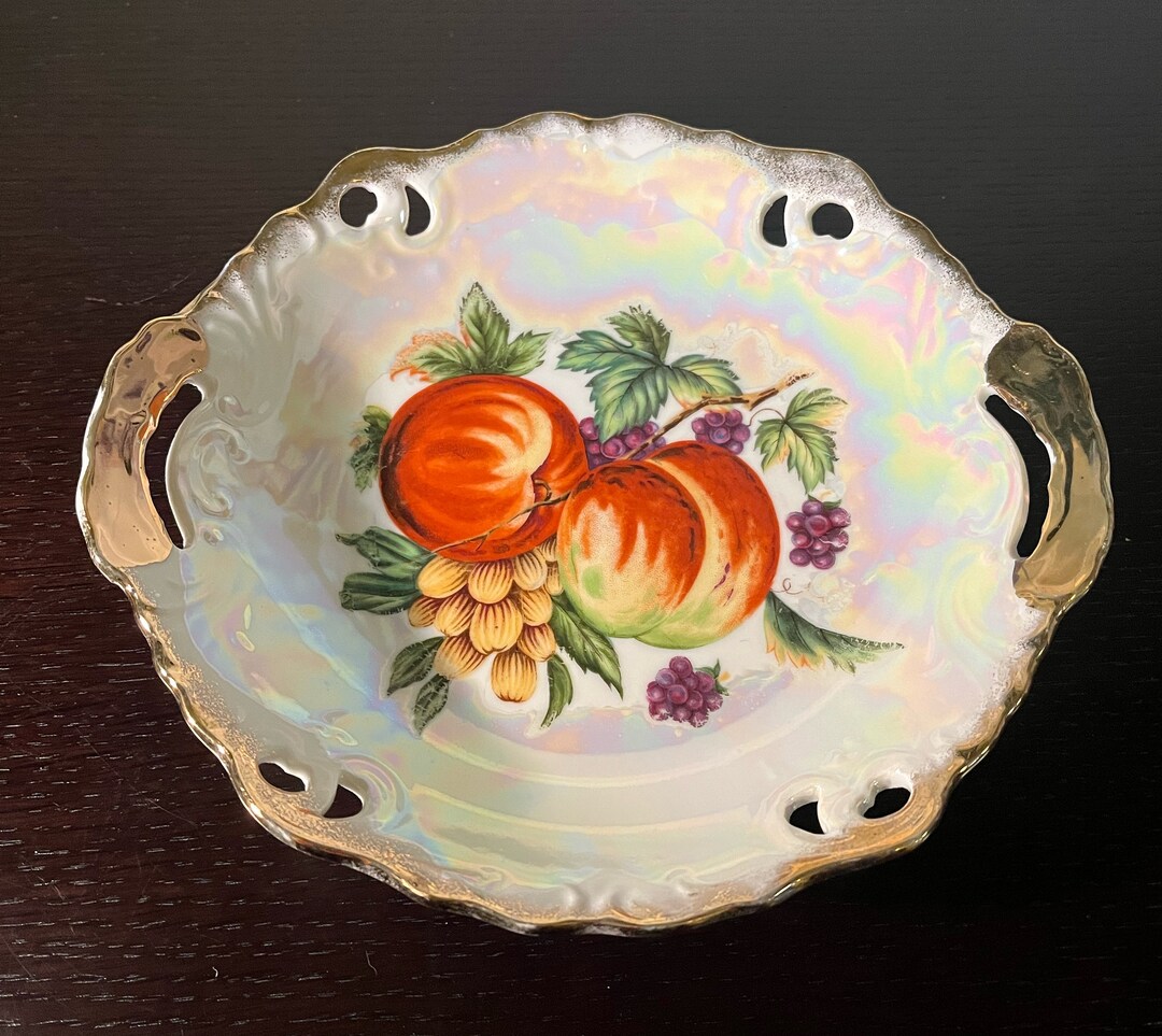 Vintage Nippon Yoko Boeki Co Iridescent Hand Painted Pierced Plate ...