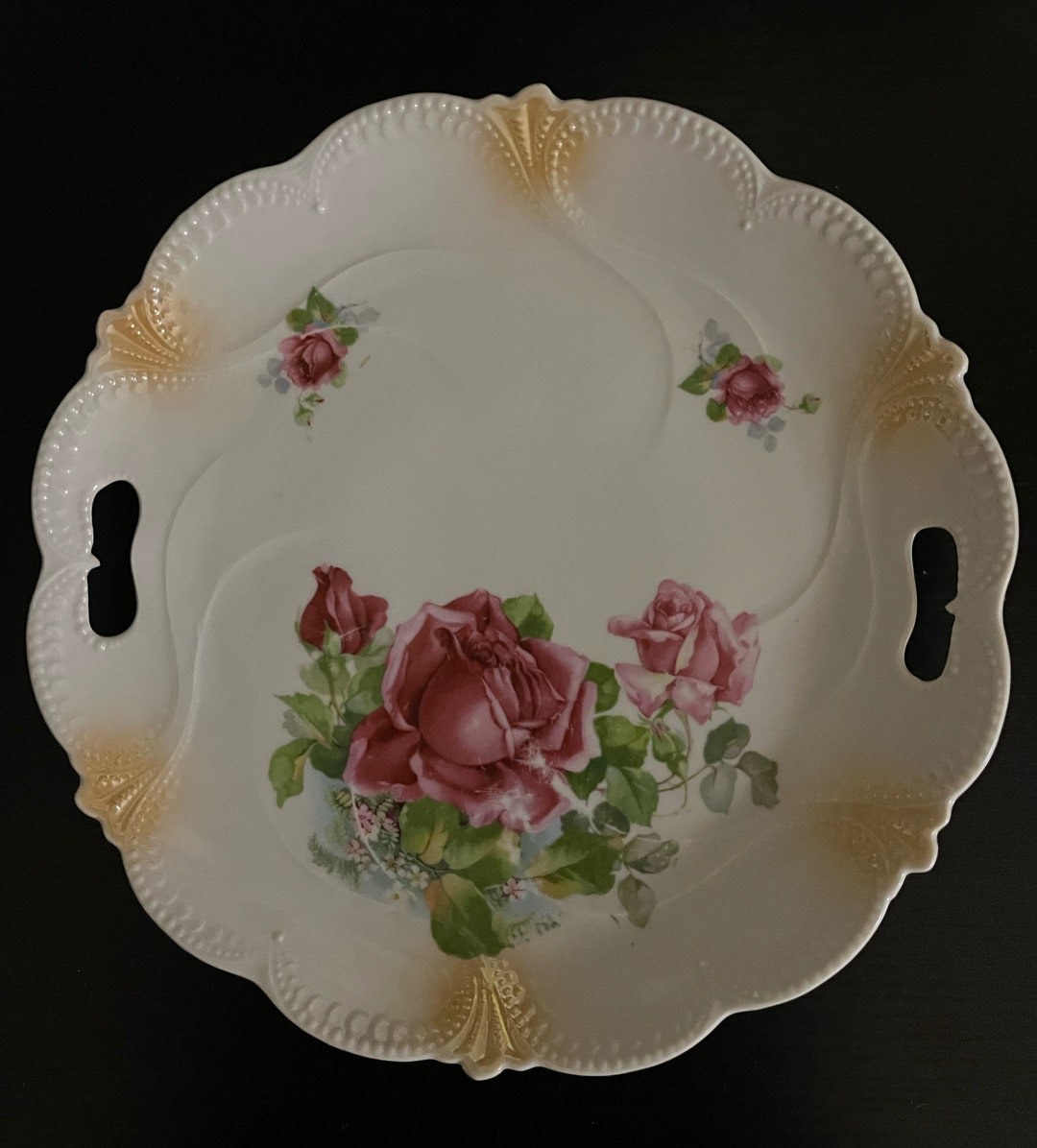 1930s Vintage German Roses Serving Plate Embossed With Handles - Etsy