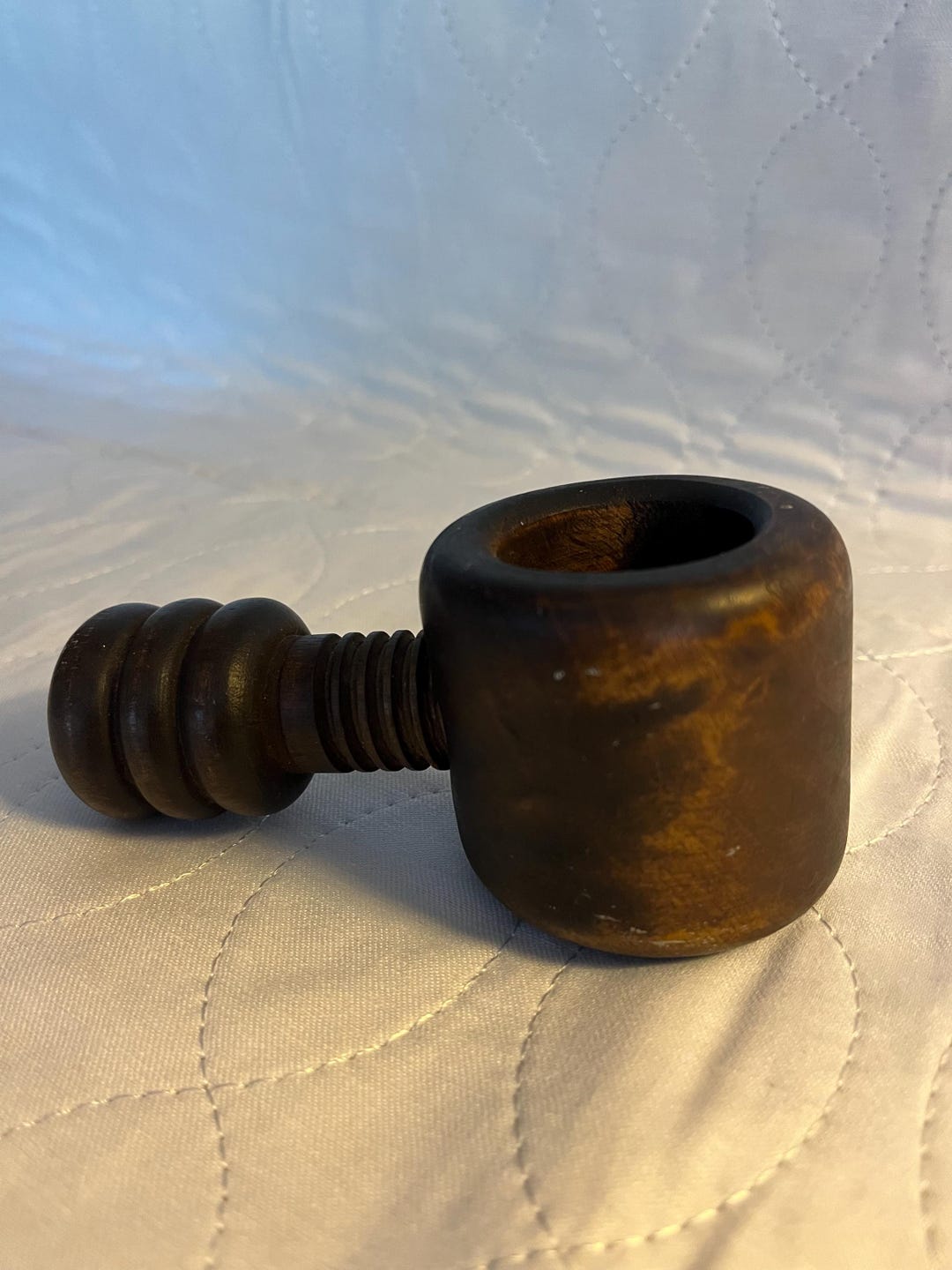 Hand-turned Italian Vintage Walnut Wood Nutcracker Screw and Bowl Style ...
