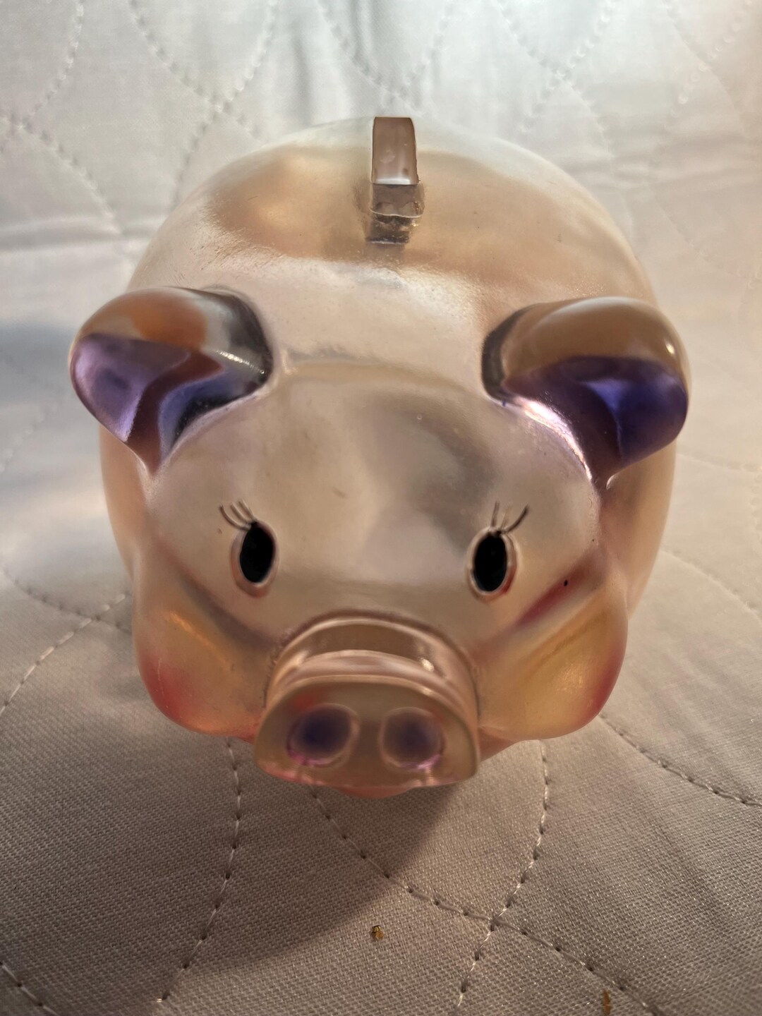 Vintage Pink Acrylic Translucent Piggy Bank, 1960's Hard Plastic ...