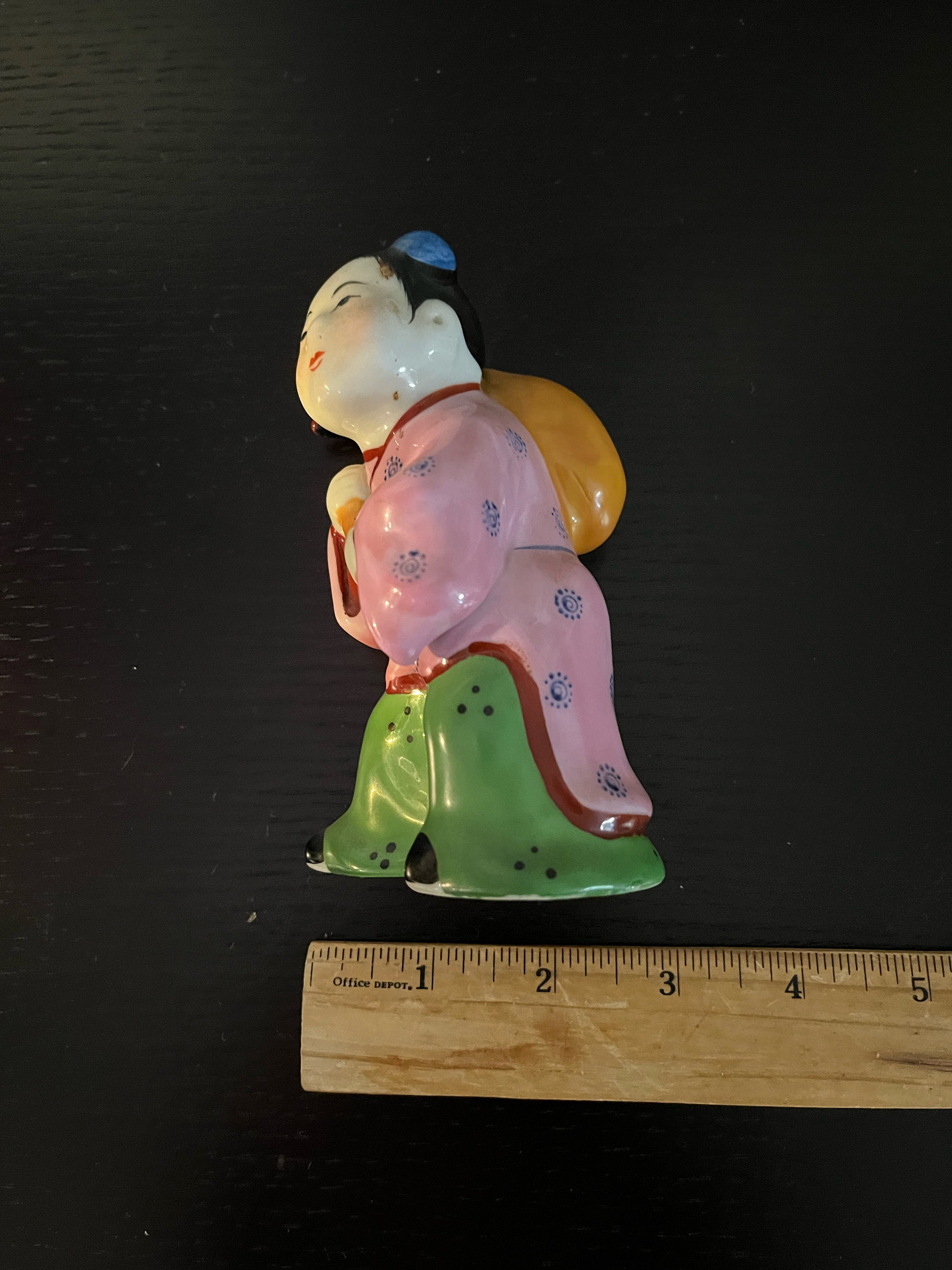 Adorable 1940s Chinese Girl Porcelain Figurine Carrying Good Luck Goose ...