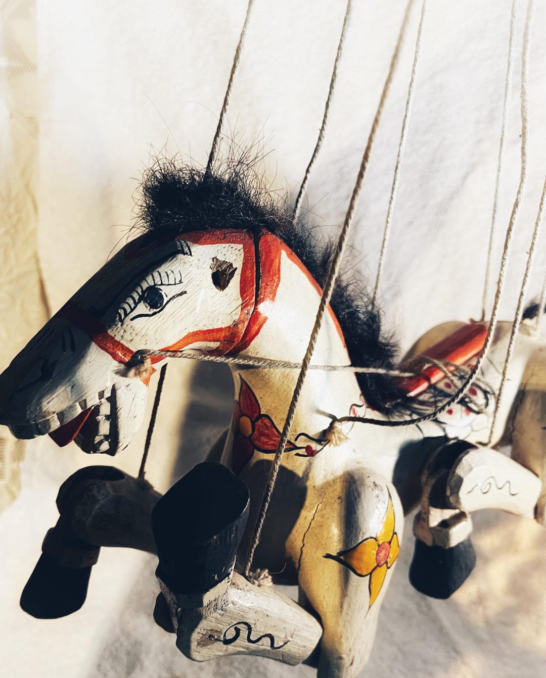 Vintage Marionette Horse Puppet Hand-carved and Hand Painted Wooden ...