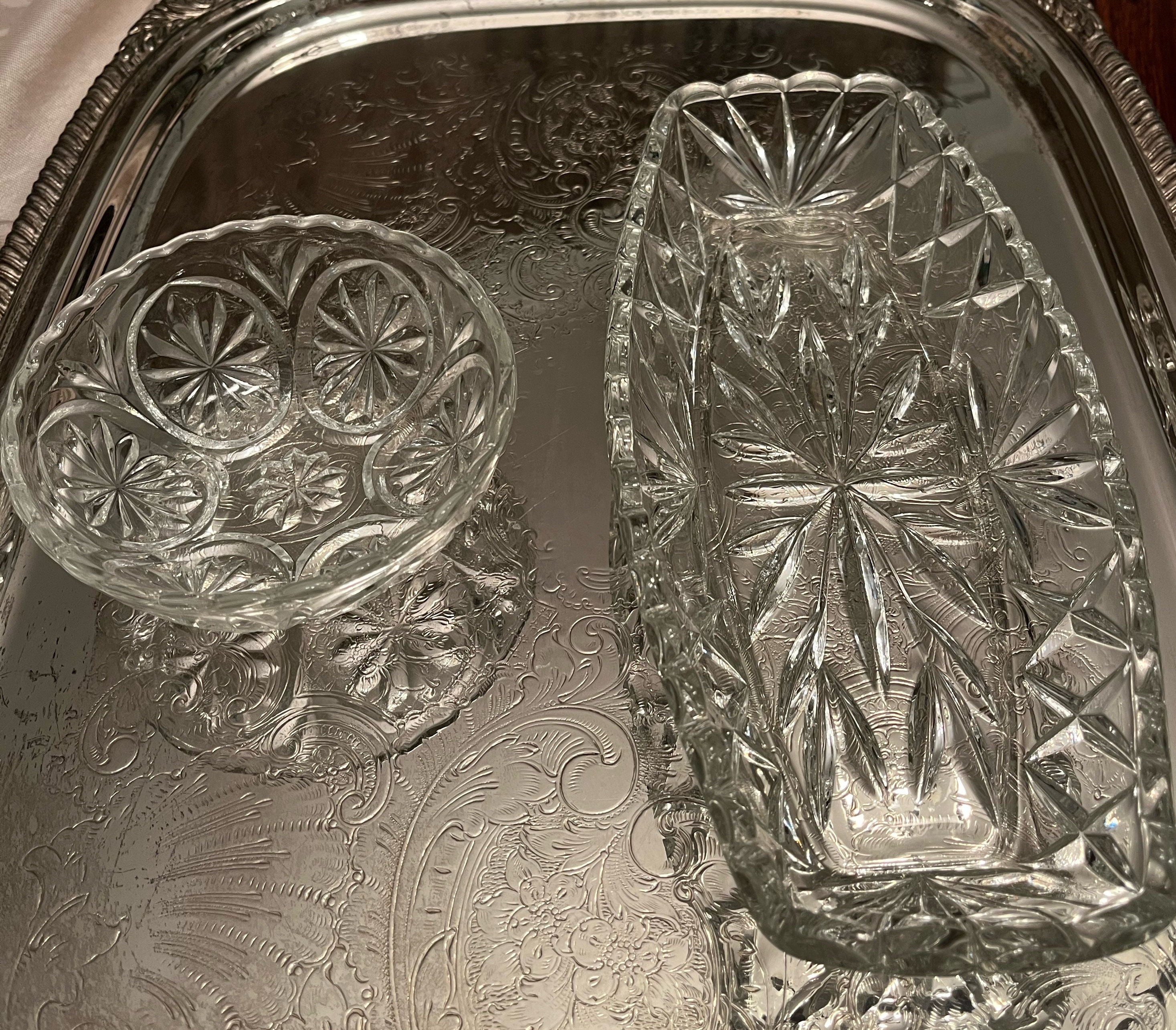 Vintage Hazel Atlas SET, Hazelware, Prescut Pattern, Lovely Cut Glass ...